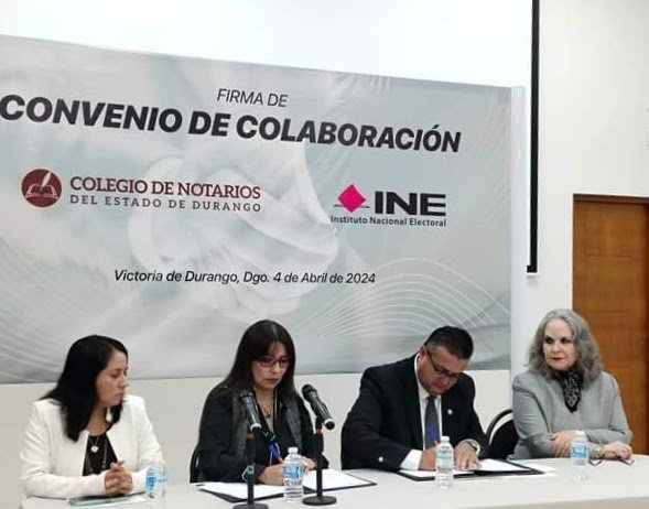 Firman convenio de colaboración INE y el Colegio de Notarios de Durango – Contexto de Durango